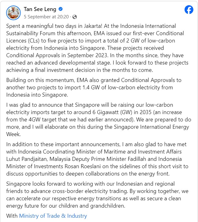 Singapore accelerates drive to import low-carbon electricity, raising ...