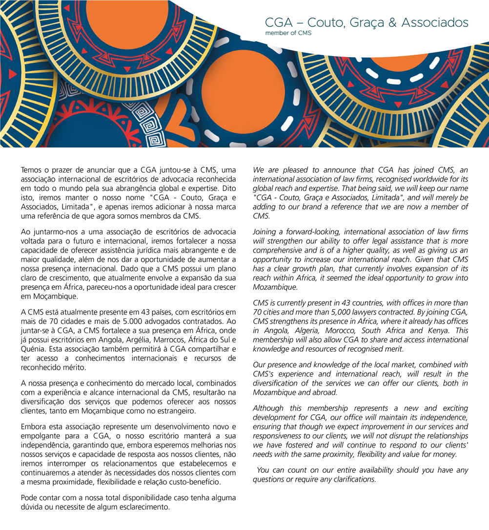CGA JUNTA-SE À CMS / CGA JOINS CMS | CCI FRANCE MOZAMBIQUE